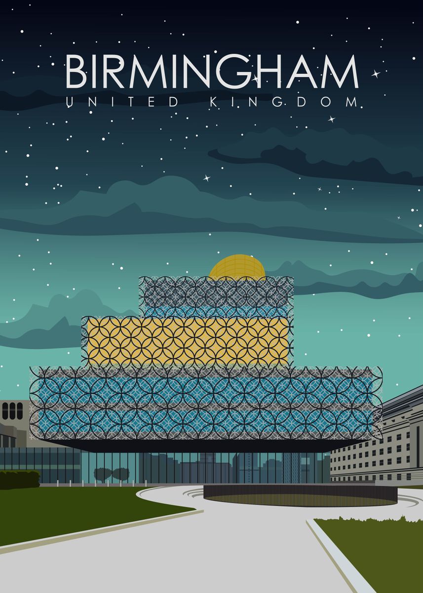 'Birmingham Travel Poster' Poster, picture, metal print, paint by Jorn ...