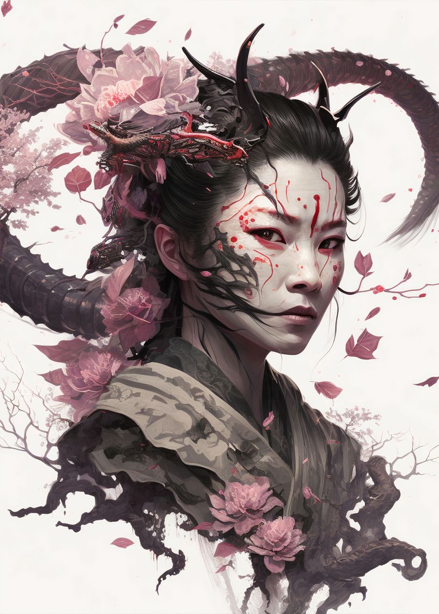 'Geisha Dragon' Poster, picture, metal print, paint by Graphic Japanese ...