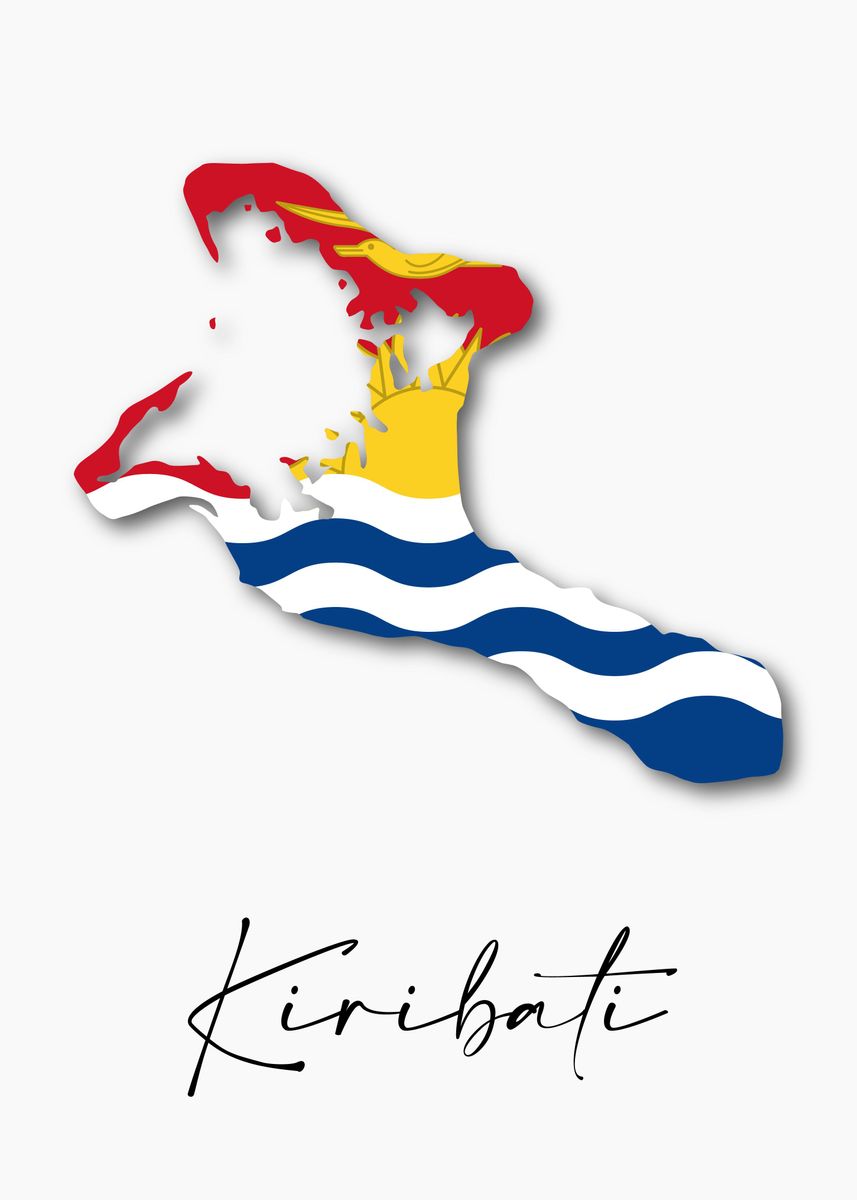 'Kiribati Country Map Flag' Poster, picture, metal print, paint by ...