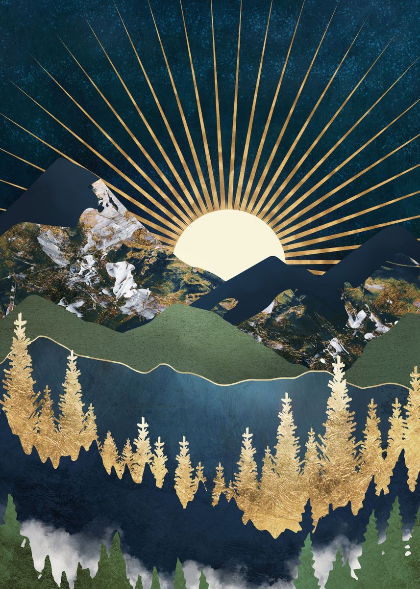 'Midnight Mountains' Poster, picture, metal print, paint by SpaceFrog ...