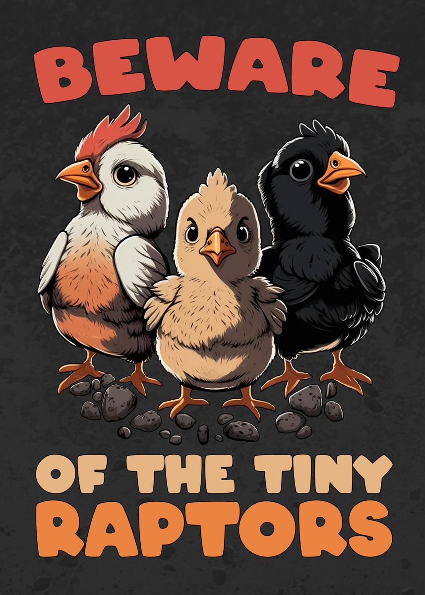 'Beware Of The Tiny Raptors' Poster, picture, metal print, paint by Chase Buckler | Displate