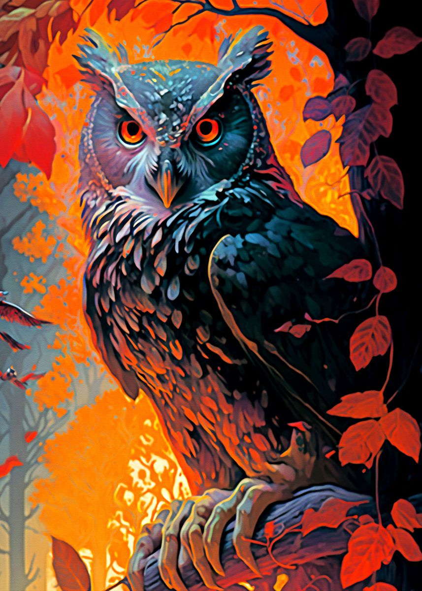 'Owl' Poster, picture, metal print, paint by Bioen King | Displate