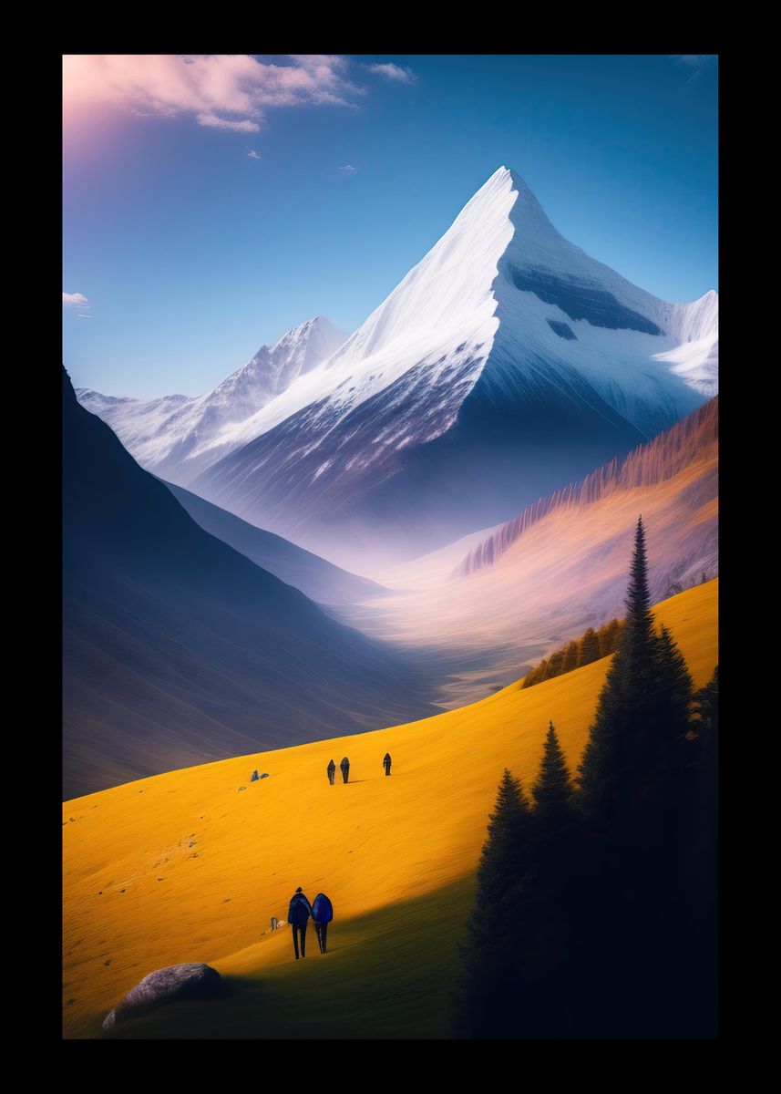 'Hikers Going To Mountain' Poster by Merchkaiser | Displate