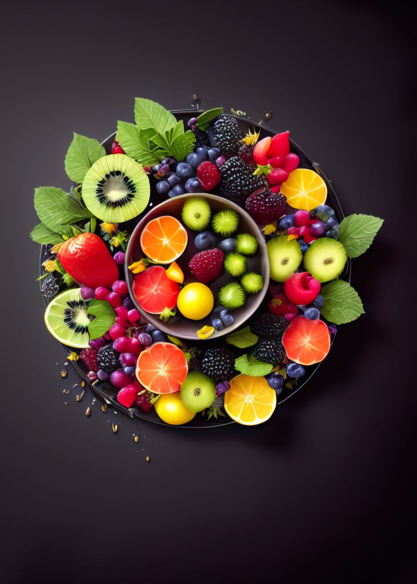 'Fruit Display' Poster, picture, metal print, paint by Haru Udu | Displate