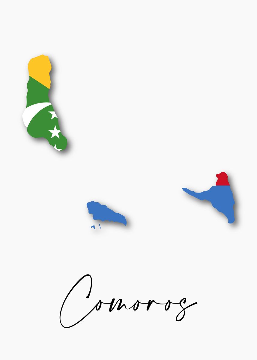 'Comoros Country Map Flag' Poster, picture, metal print, paint by ...