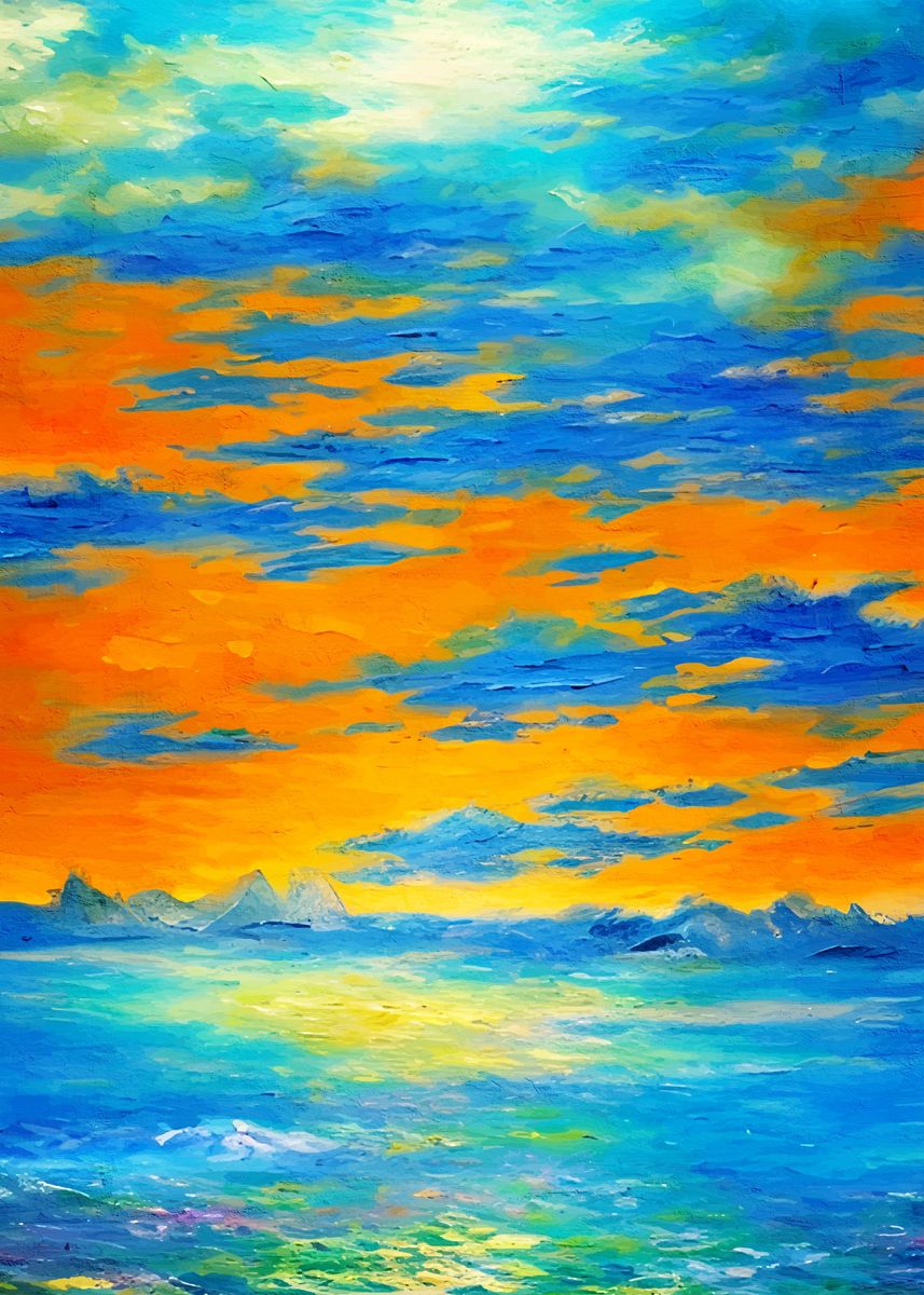 'Abstract sunset' Poster, picture, metal print, paint by DianeFFlower ...