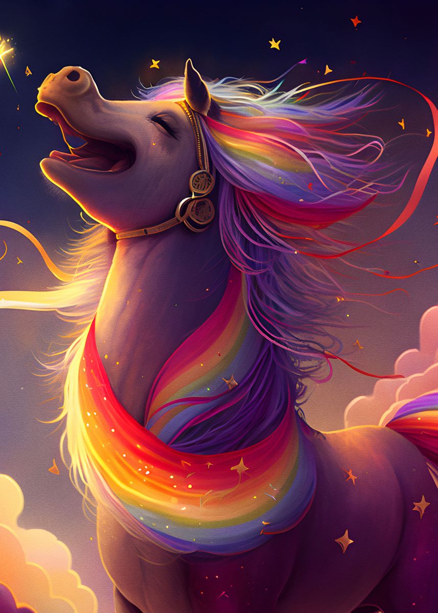 'the unicorn laugh' Poster, picture, metal print, paint by Muhammad ...