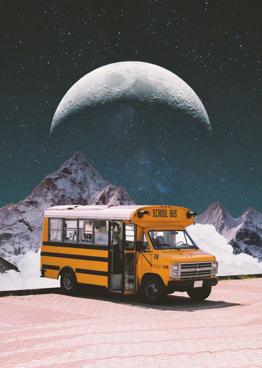 'Bus School' Poster, picture, metal print, paint by Meals Std | Displate