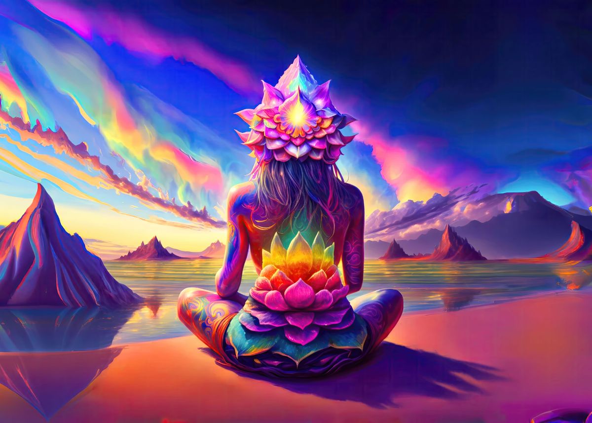 'Lotus Beach Meditation' Poster by SpiritoftheRainbow | Displate