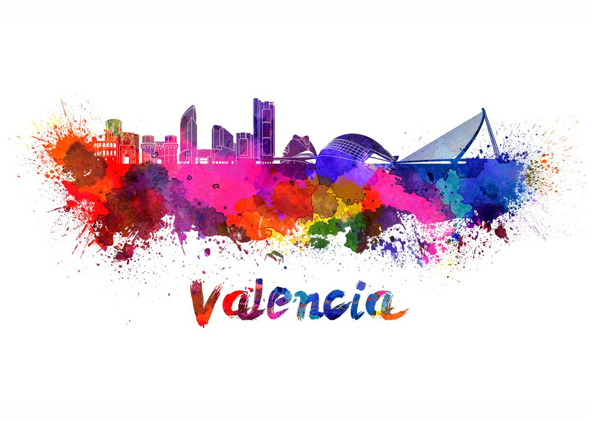 'Valencia skyline' Poster by Cristina Romero | Displate