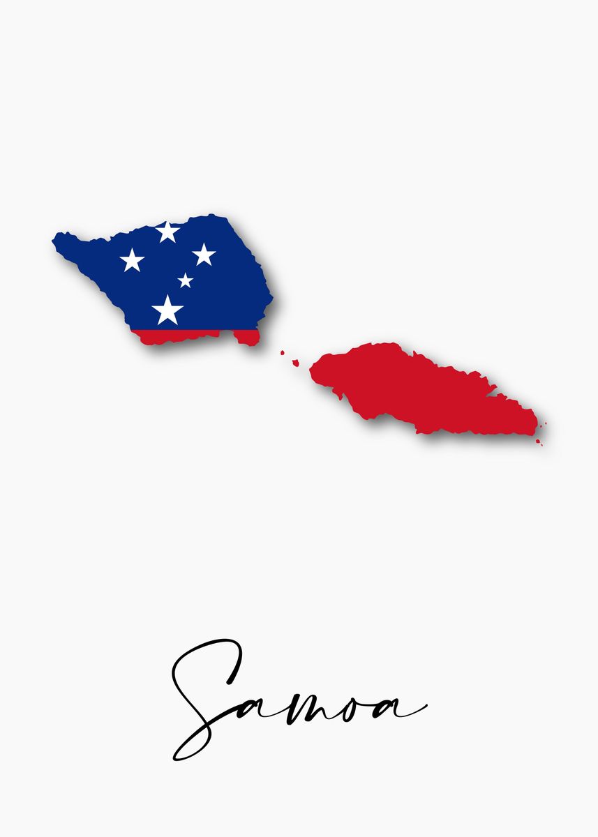 'Samoa Country Map Flag' Poster, picture, metal print, paint by ...