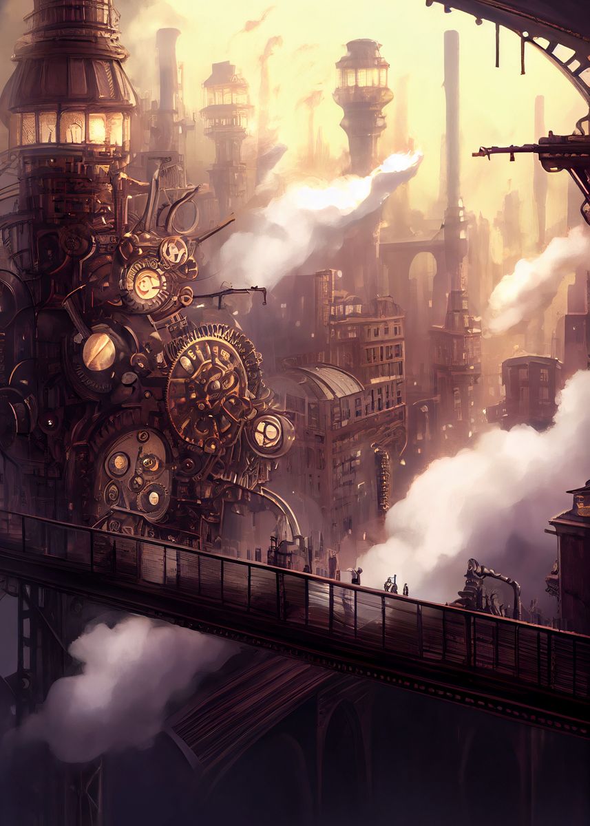 'City of Gears' Poster, picture, metal print, paint by Polymath Prints ...