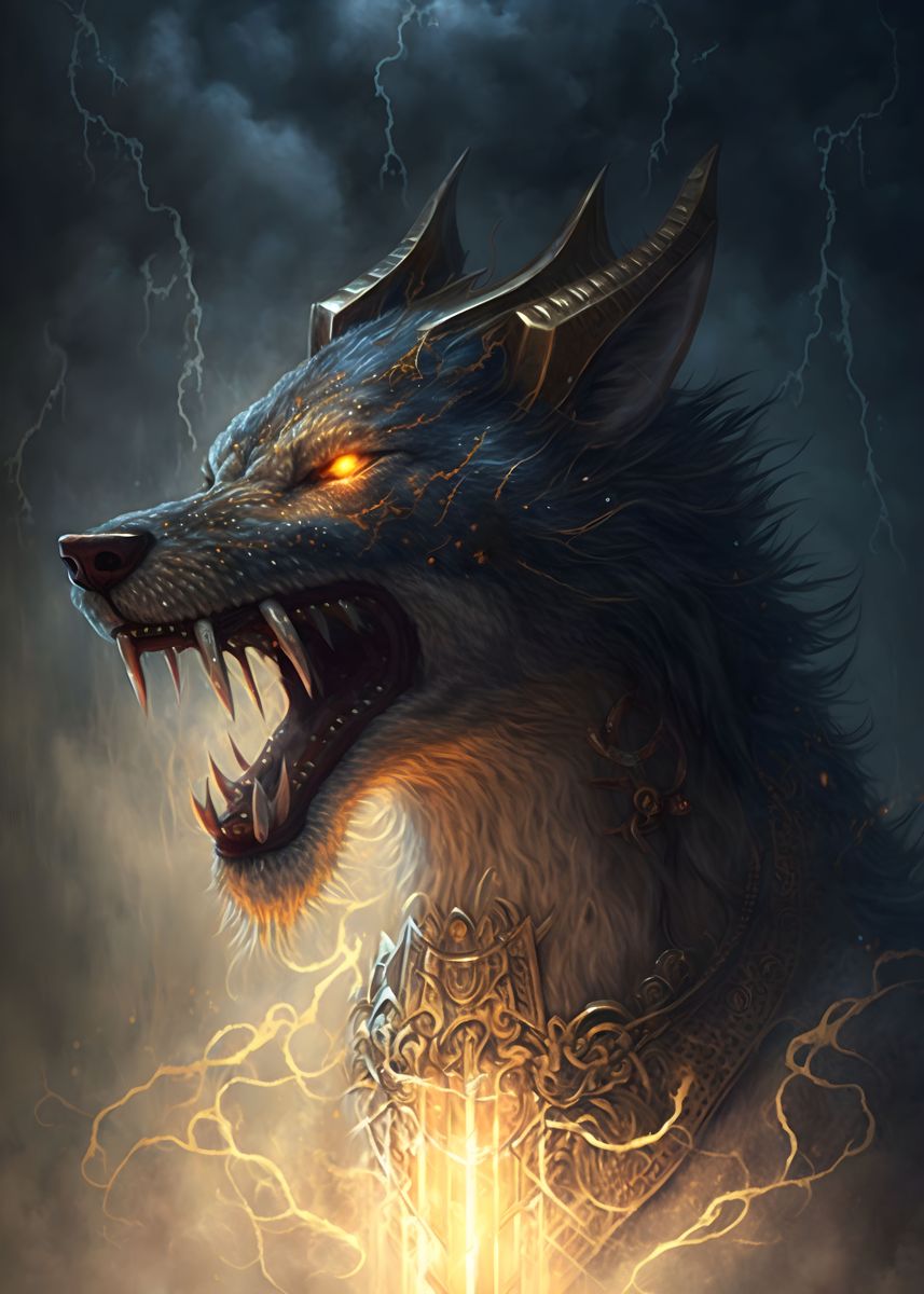 'Fenrir Unchained Wolf ' Poster, picture, metal print, paint by ...