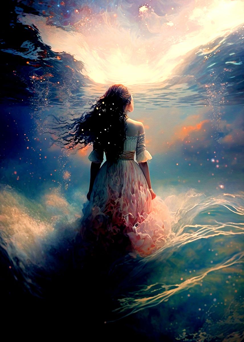 'Ocean Girl' Poster, picture, metal print, paint by mane kine | Displate