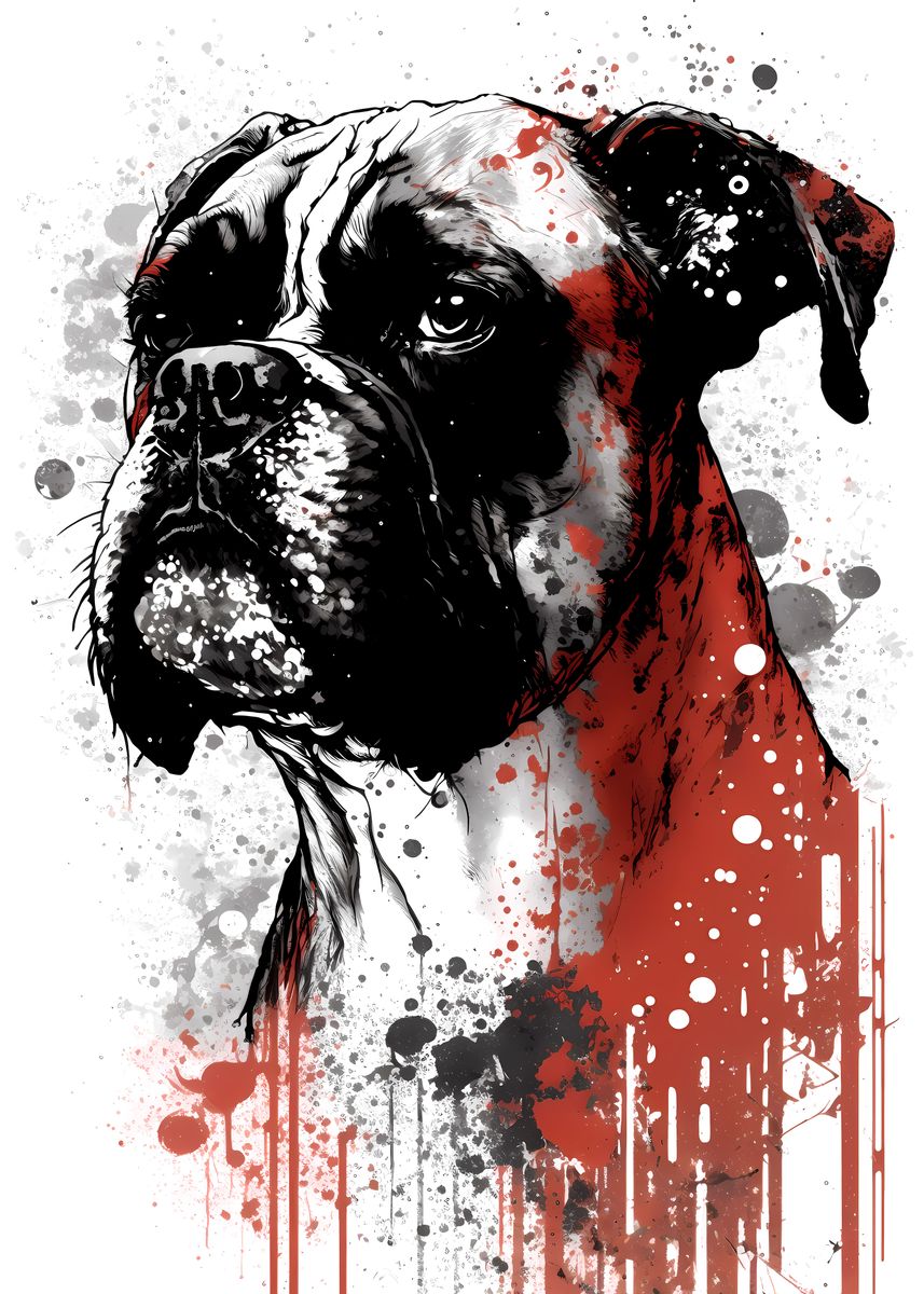 'Boxer Dog Portrait' Poster, picture, metal print, paint by ...