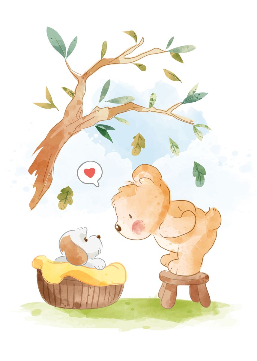 'Cute bear' Poster, picture, metal print, paint by Lloyd Studio | Displate