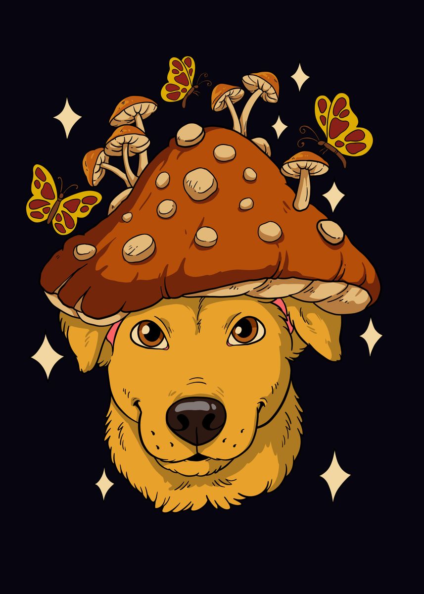 'Cottagecore Dog' Poster, picture, metal print, paint by PxL | Displate