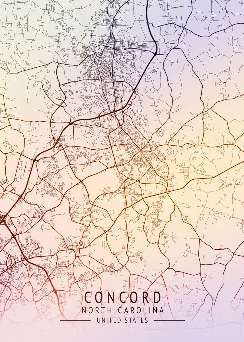 'Concord USA City Map' Poster, picture, metal print, paint by Gigi Bgm ...