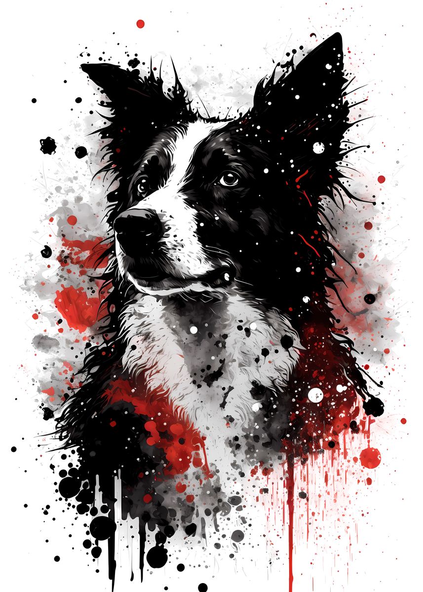 'Border Collie Portrait' Poster, picture, metal print, paint by ...