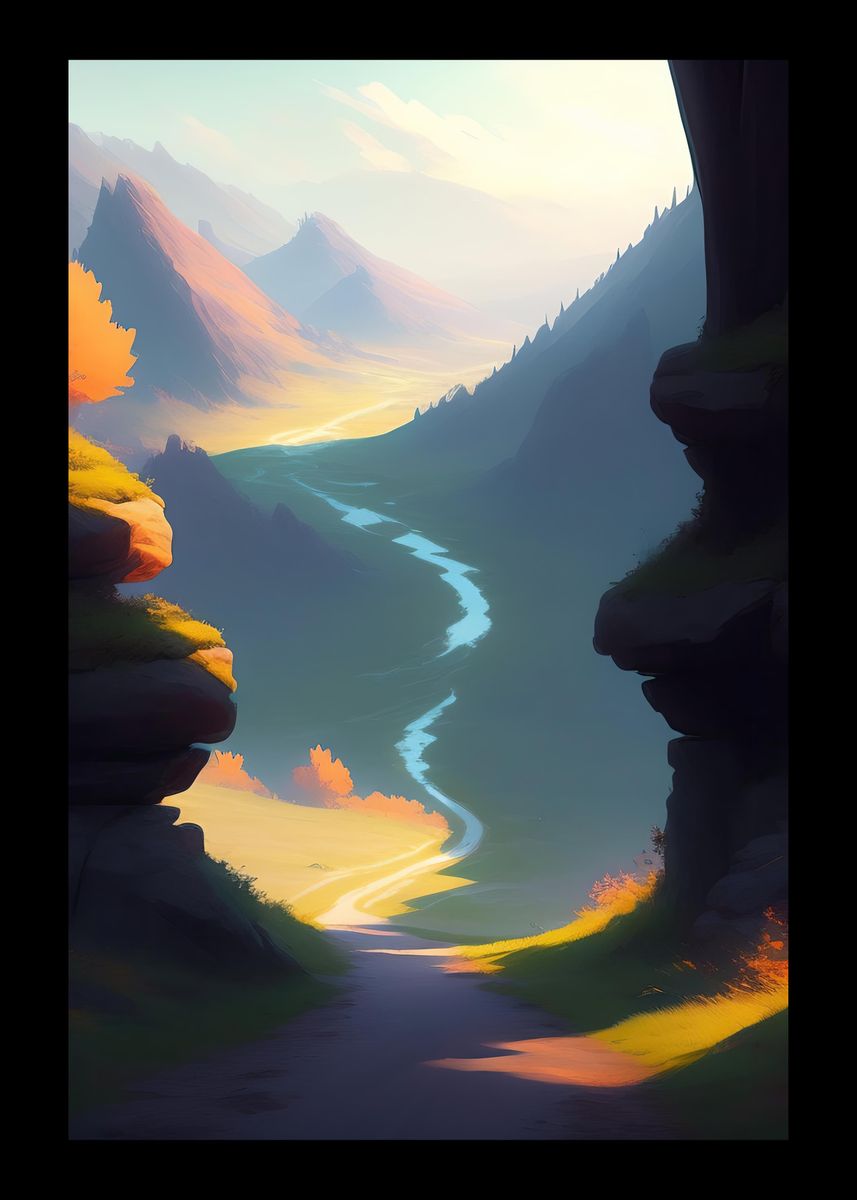 'Mini Path To The Mountains' Poster, picture, metal print, paint by ...