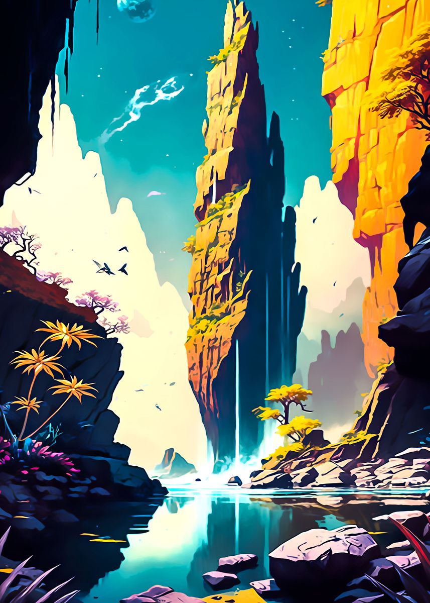 'Fantasy Landscape' Poster, picture, metal print, paint by tine Dons ...