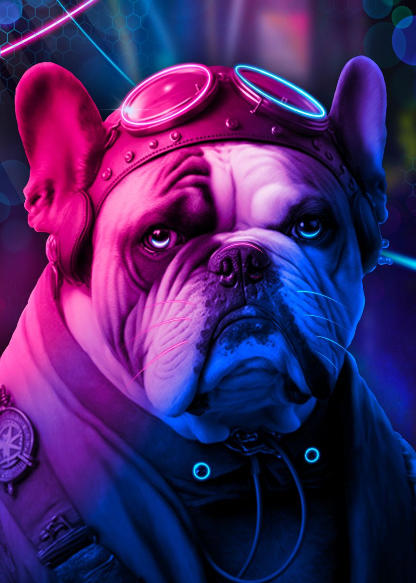 'dog cyberpunk' Poster, picture, metal print, paint by sinnois | Displate