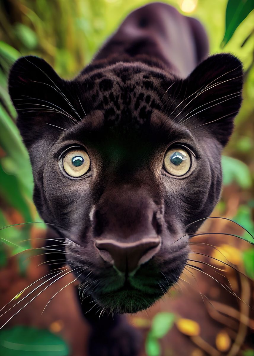 'Selfie of a young panther' Poster, picture, metal print, paint by ...