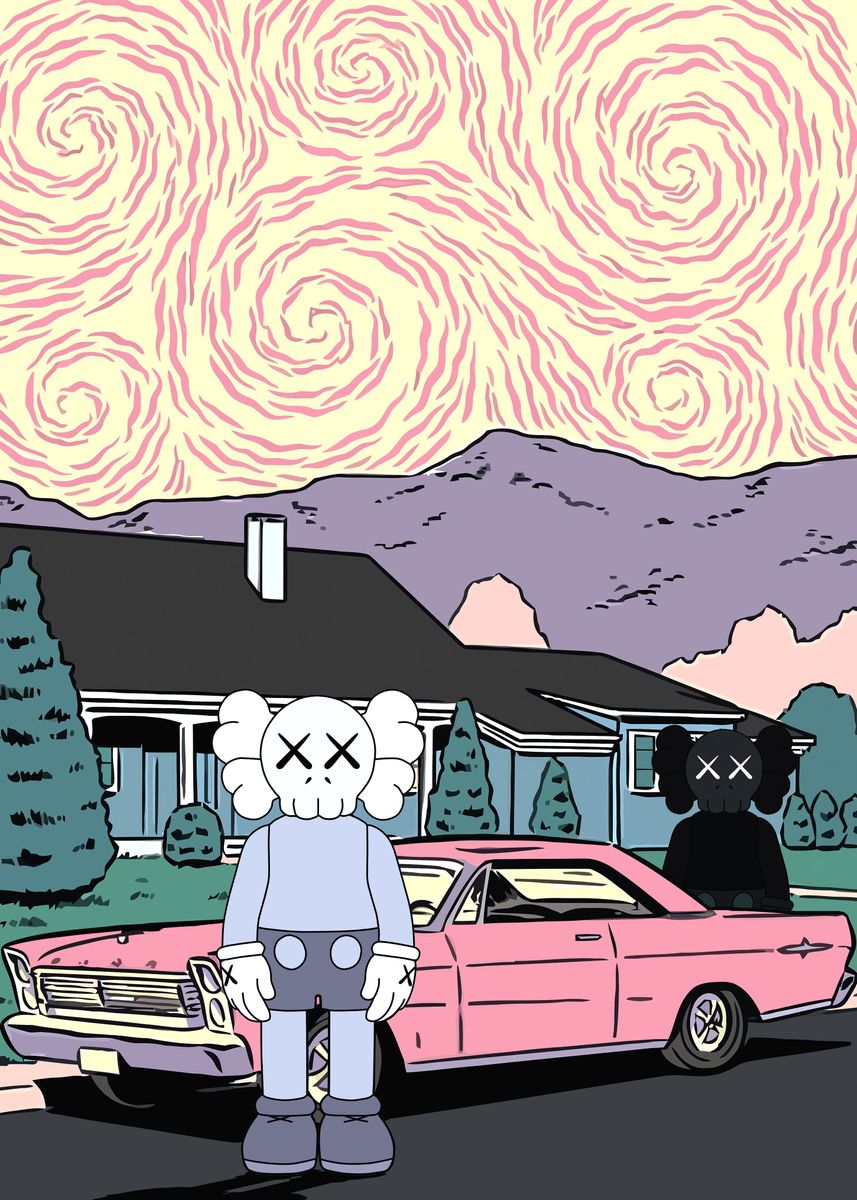 'kaws before driving' Poster, picture, metal print, paint by Pen Demic ...