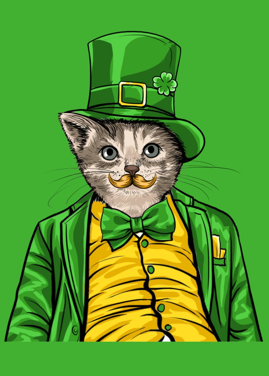 'St Patricks Day Funny Cat' Poster by Creativity Art | Displate
