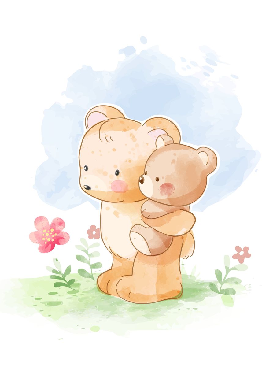 'Cute bear father and son' Poster, picture, metal print, paint by Lloyd ...