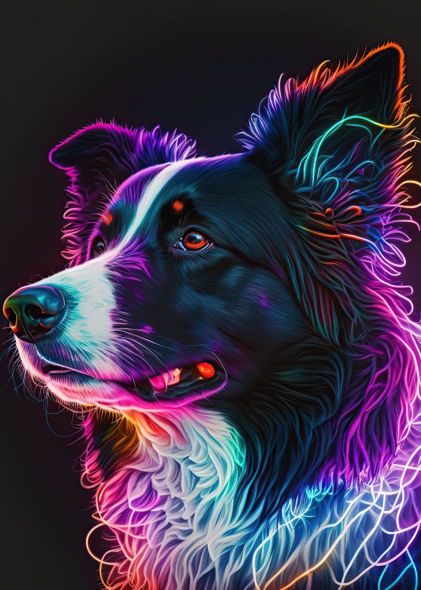 'Dog Neon Animal' Poster, picture, metal print, paint by Ahmet Thorpe ...