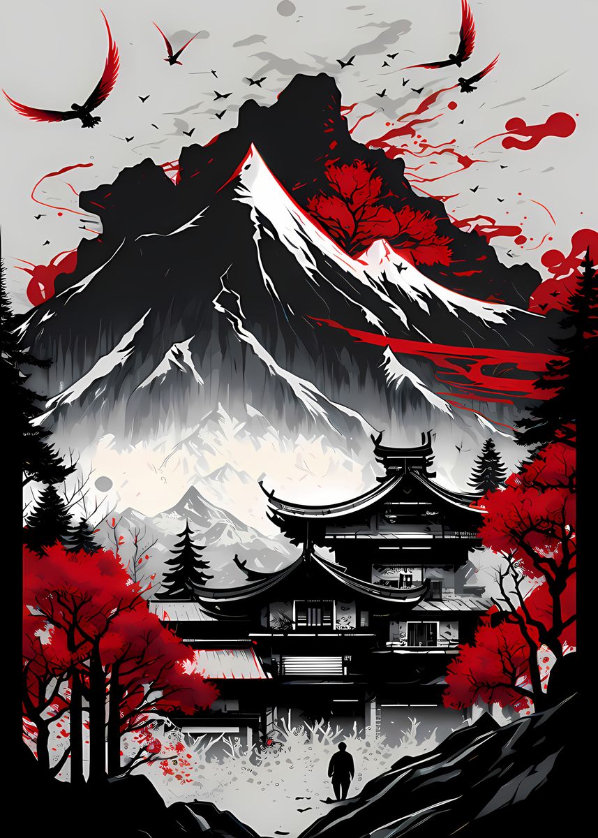 'Japanese Architecture Ink' Poster, picture, metal print, paint by Jay ...