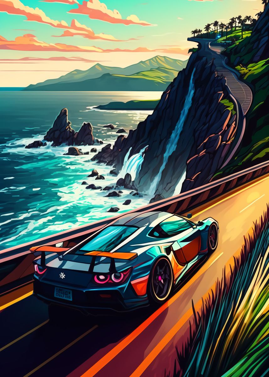 'Sport Car Racing' Poster, picture, metal print, paint by NIZAM KHAN ...