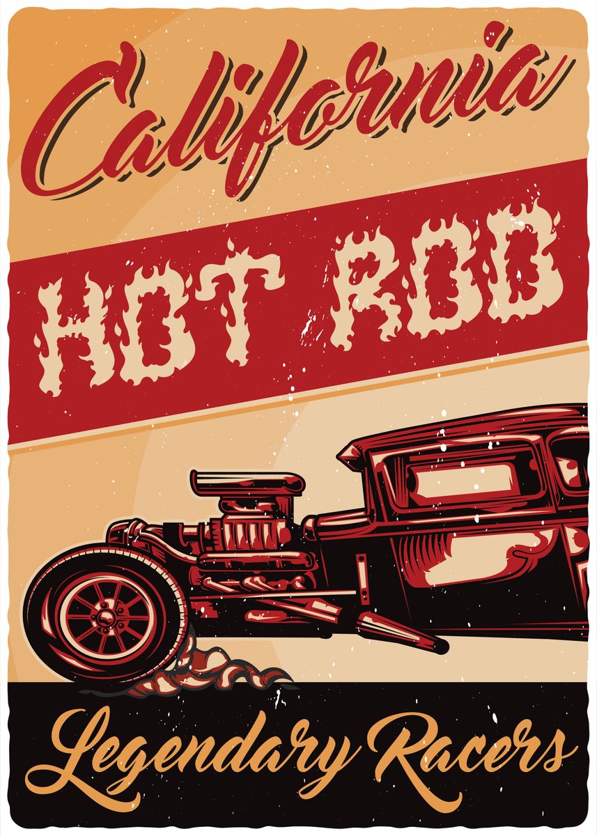 'Legendary Hot Rod ' Poster, picture, metal print, paint by Naso | Displate
