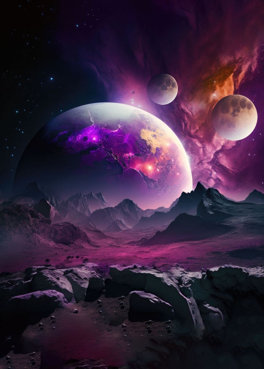 'Purple Planet Perfection' Poster, picture, metal print, paint by Usama ...