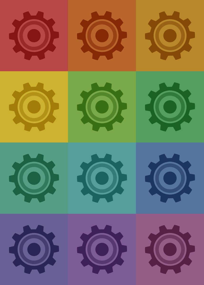 'Engineer Gears Pop Art' Poster, picture, metal print, paint by ...