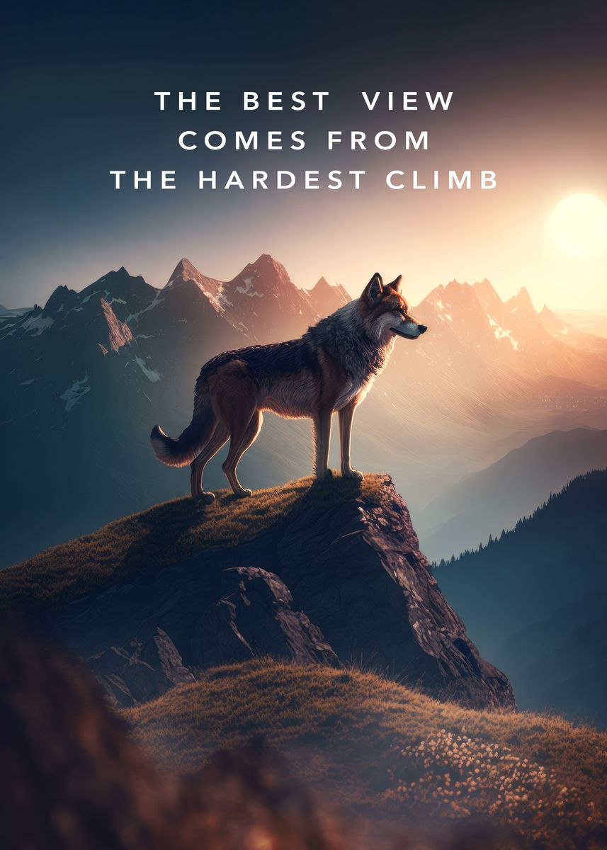 'Hardest Climb Wolf' Poster, picture, metal print, paint by Zenz | Displate