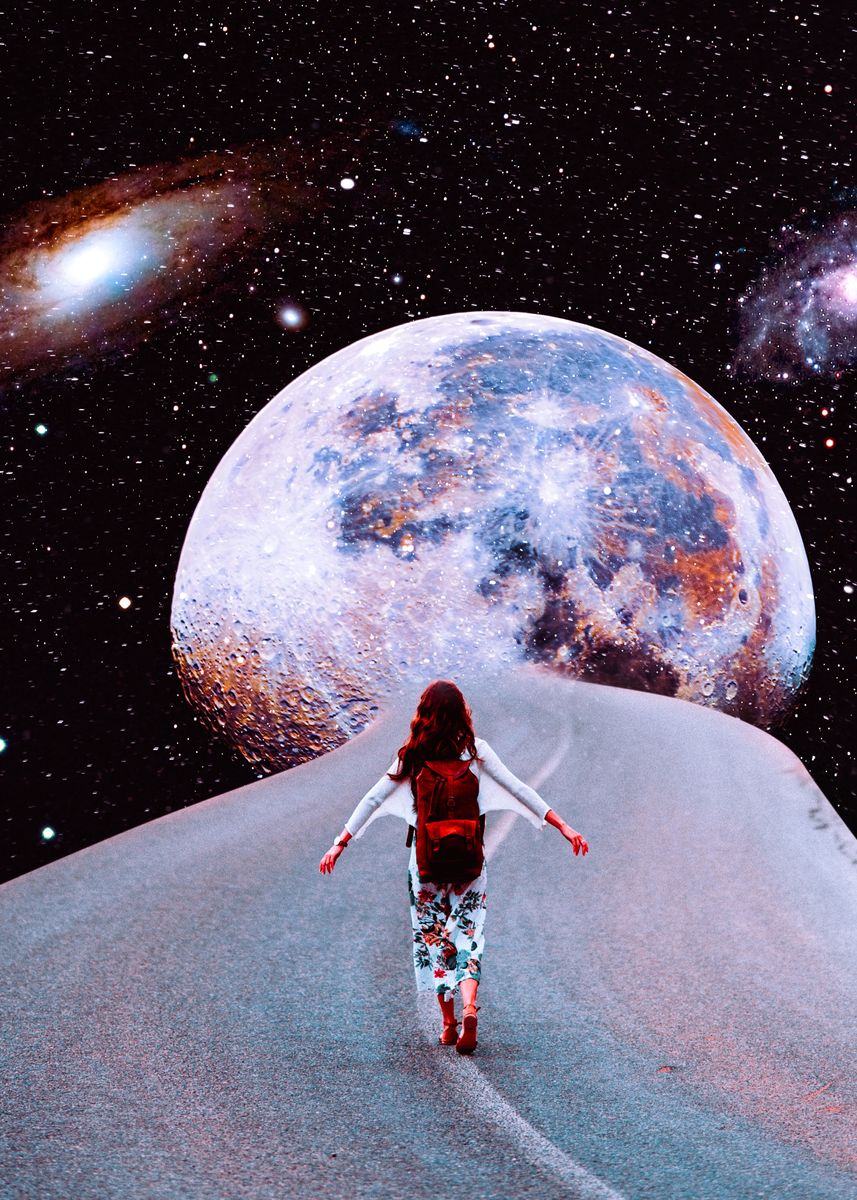 'Walking on cosmic Road ' Poster, picture, metal print, paint by ...