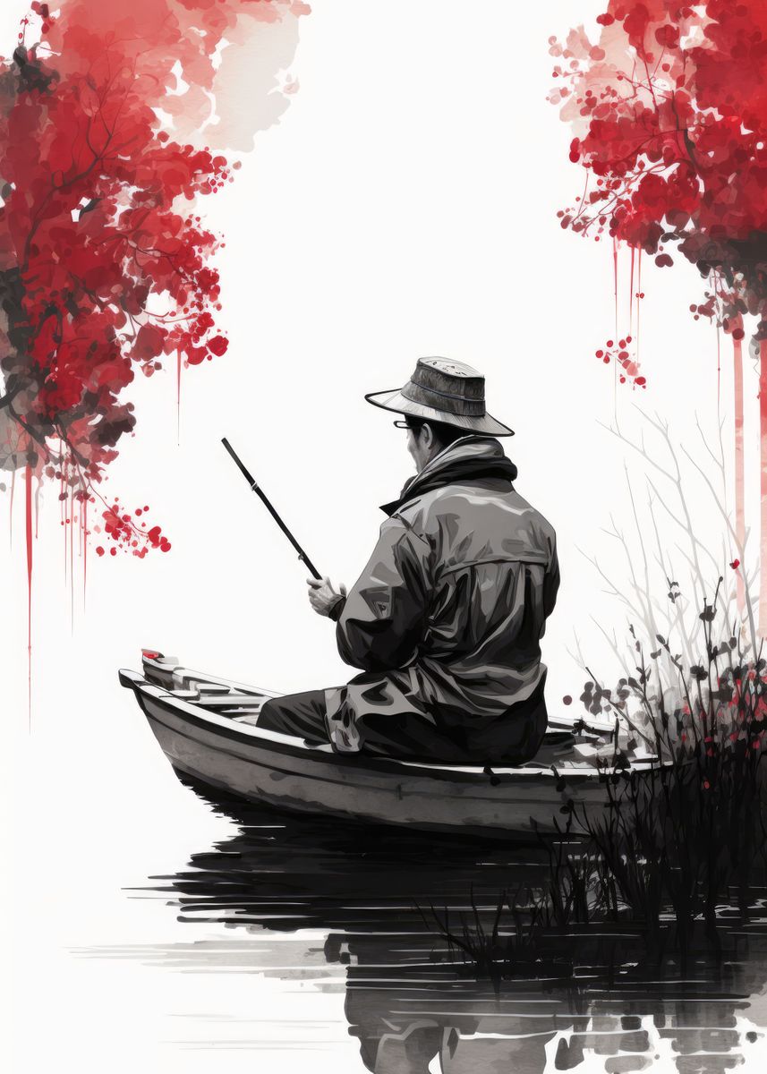 'Lonesome Fisher' Poster, picture, metal print, paint by BnWDesigner ...
