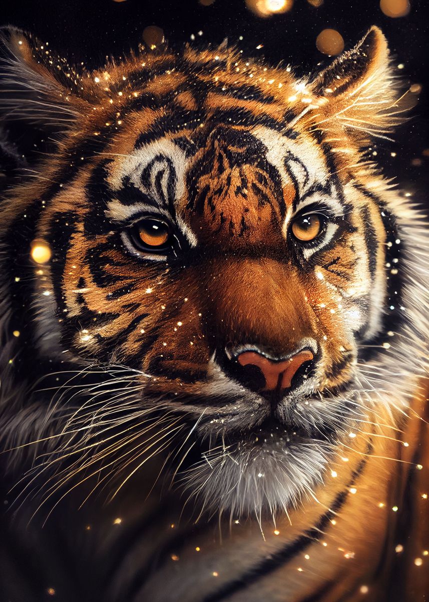 'Tiger Lighting' Poster, picture, metal print, paint by DecoyDesign | Displate