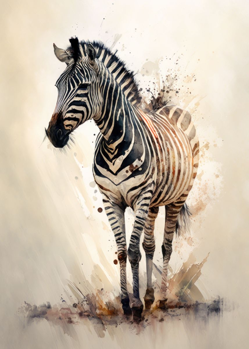 'Zebra Watercolor' Poster, picture, metal print, paint by Usama Design ...