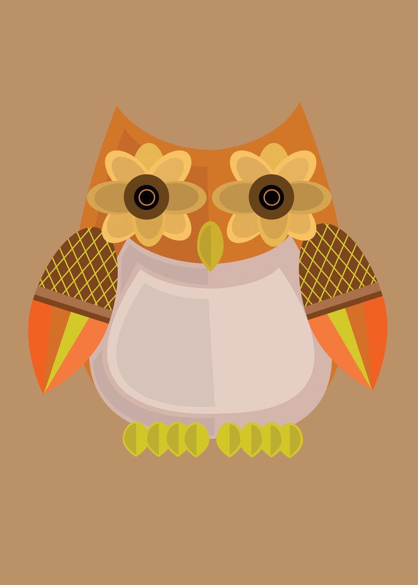 'Harvest Owl Orange' Poster, picture, metal print, paint by Adamzworld ...