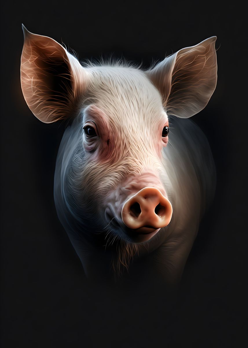'Pig Portrait Photo' Poster, picture, metal print, paint by Maël ...
