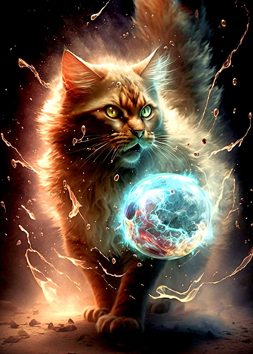 'Cat' Poster, picture, metal print, paint by minh doan | Displate