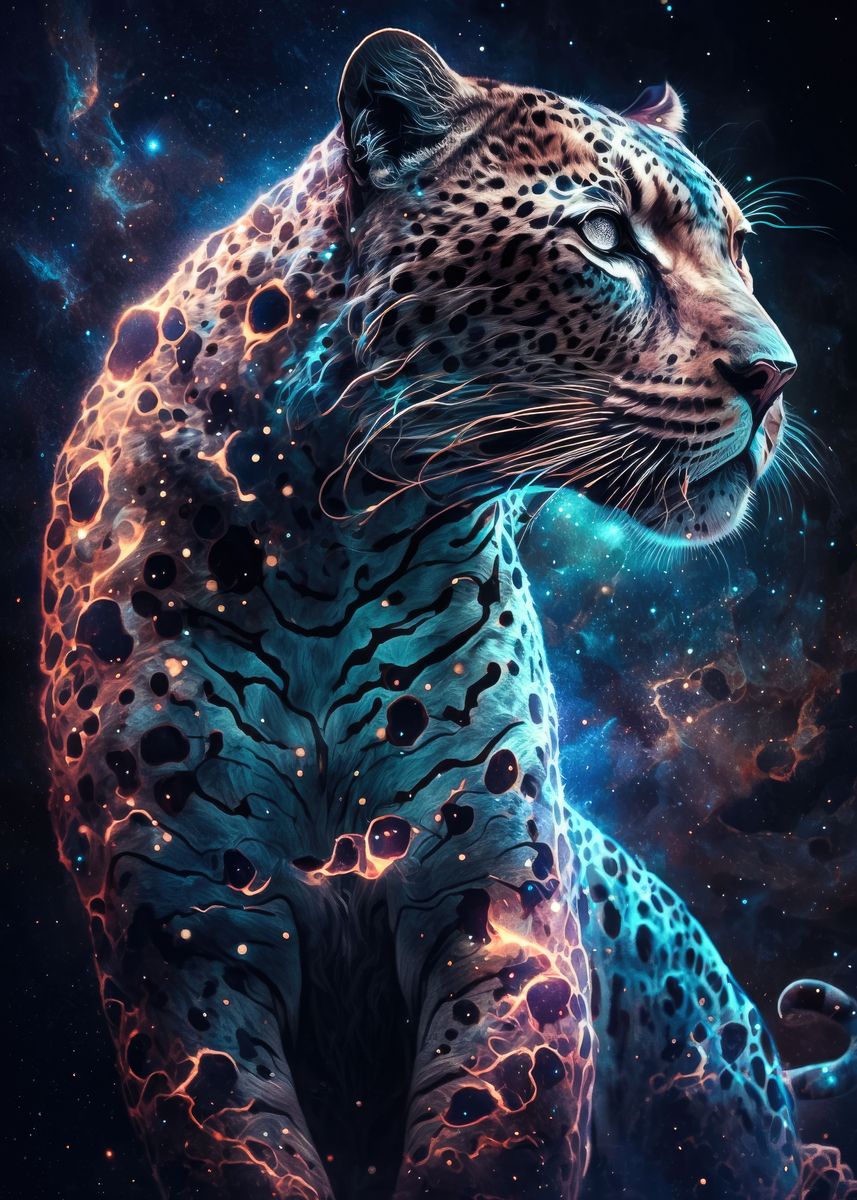 'Cosmic Jaguar' Poster, picture, metal print, paint by Astrodeum | Displate