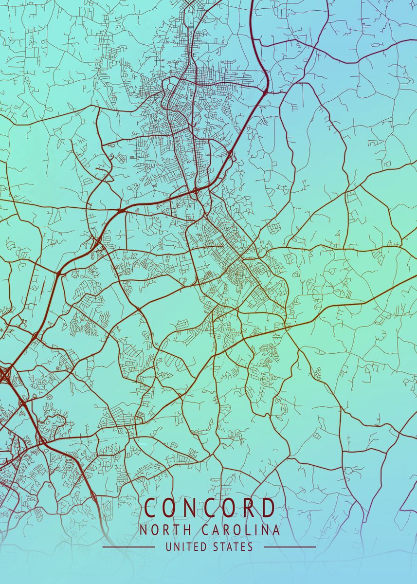 'Concord USA City Map' Poster, picture, metal print, paint by Gigi Bgm ...