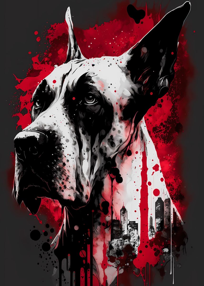 'Great Dane Portrait' Poster, picture, metal print, paint by ...