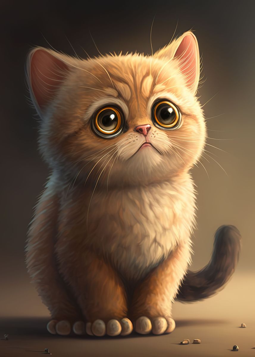 'cat cute animal' Poster, picture, metal print, paint by Philippa ...