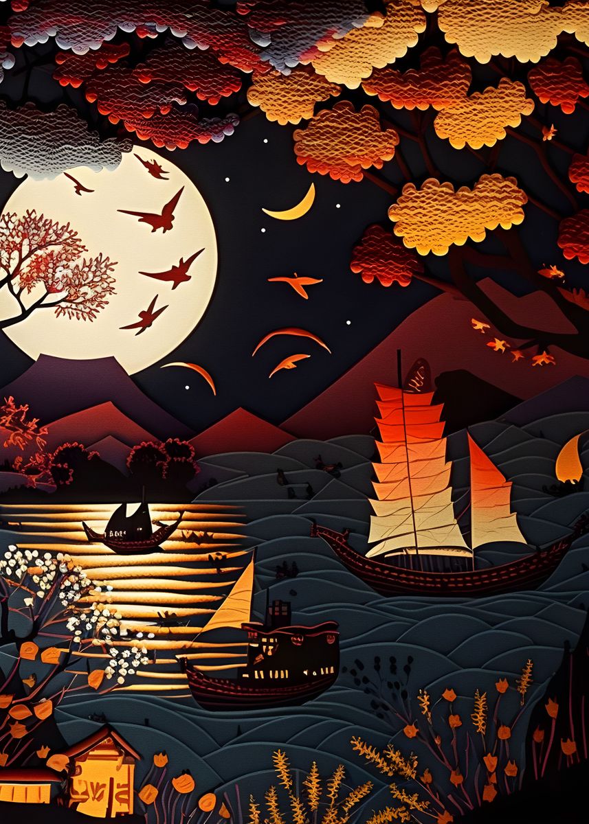 'abstract moonlight' Poster, picture, metal print, paint by Muhammad ...