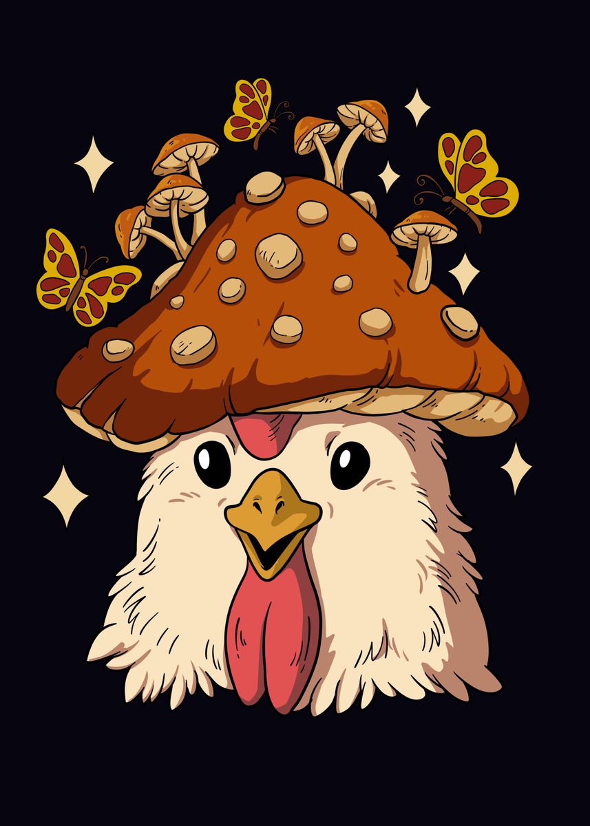 'Cottagecore Chicken' Poster, picture, metal print, paint by PxL | Displate